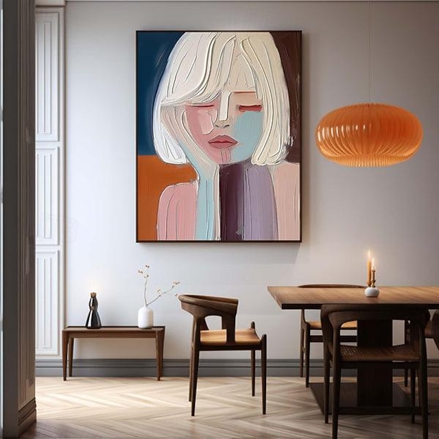 Large Hand painted Pretty Girl painting Abstract handmade Wall Art ...