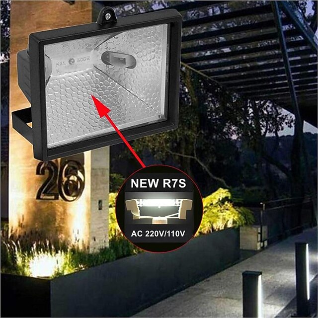 LED R7S Glass Tube COB Bulb Deep Dimmable No Flicker 118MM High Power ...