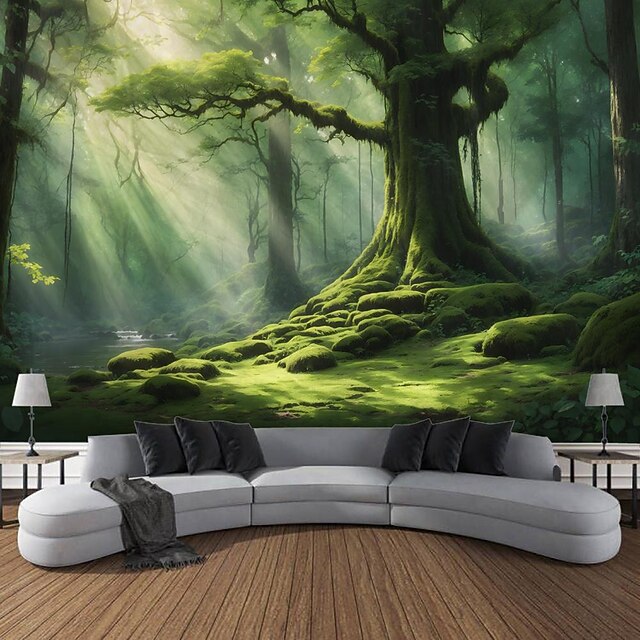 L.T.HOME Tree of Life Landscape Hanging Tapestry Wall Art Large ...