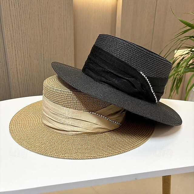 Fascinators Hats Headwear Acrylic / Cotton Straw Straw Hat Sun Hat ...