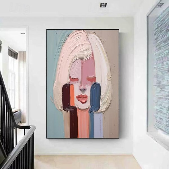 Large Hand painted Pretty Girl painting Abstract handmade Wall Art ...