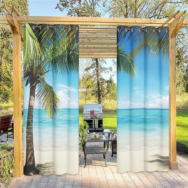 Outdoor Curtains Waterproof Windproof Weatherproof Curtain for Patio ...