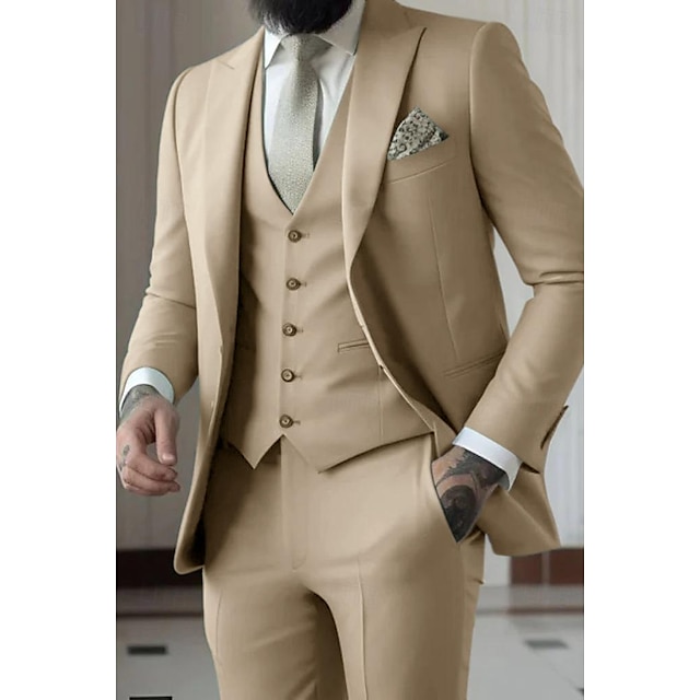 Sky Blue Sage Khaki Men's Prom Suits Wedding Prom Suits Solid Colored 3 ...