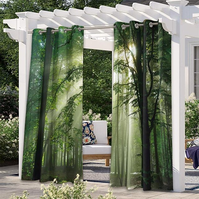 Outdoor Curtains Waterproof Windproof Weatherproof Curtain for Patio ...