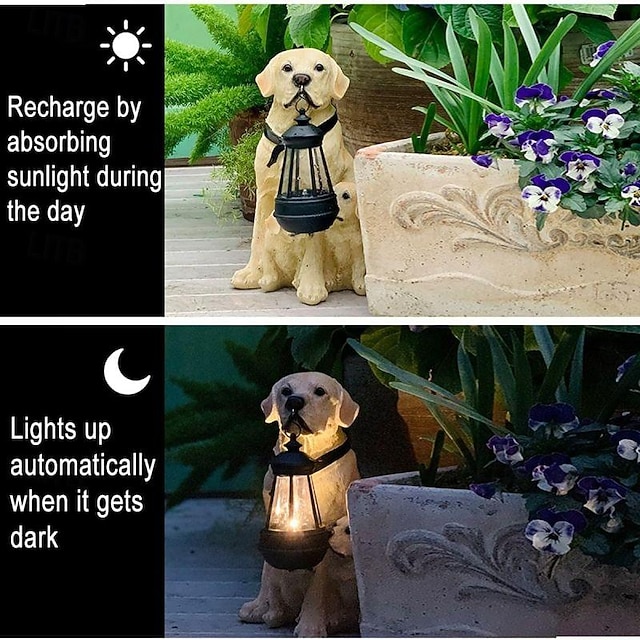 Solar Dog Lights Outdoor, Waterproof Garden Decor Solar-Powered Lawn ...