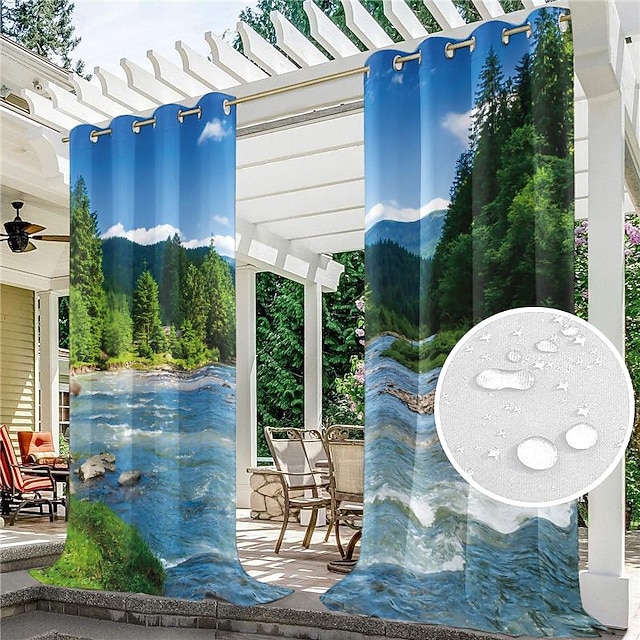 Outdoor Curtains Waterproof Windproof Weatherproof Curtain for Patio ...