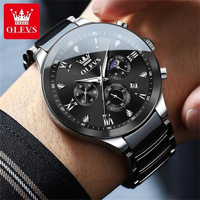 New Olevs Brand Men'S Watch Luminous Chronograph Calendar 24 Hours ...