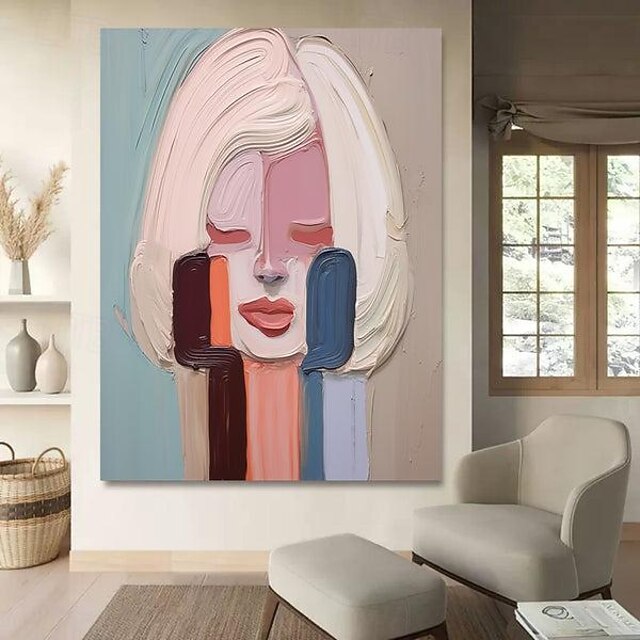 Large Hand painted Pretty Girl painting Abstract handmade Wall Art ...