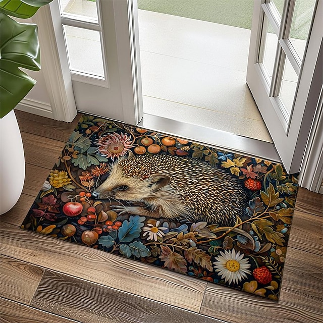 Hedgehog Fruits Doormat Kitchen Mat Floor Mat Non-Slip Area Rug Oil ...