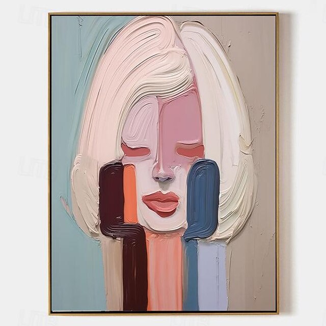 Large Hand painted Pretty Girl painting Abstract handmade Wall Art ...