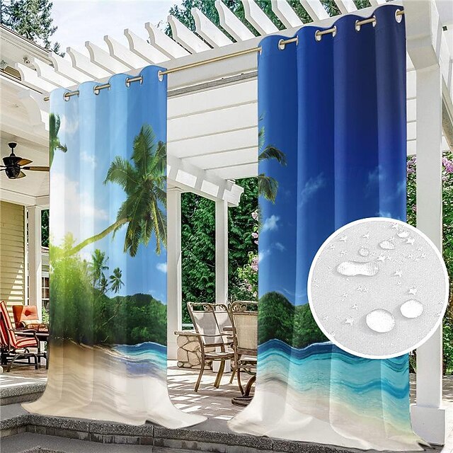 Outdoor Curtains Waterproof Windproof Weatherproof Curtain for Patio ...