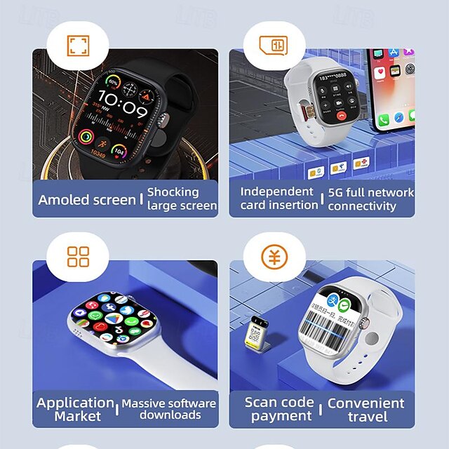 iMosi S9 Smart Watch 2.06 inch 4G LTE Cellular Smartwatch Phone 4G ...