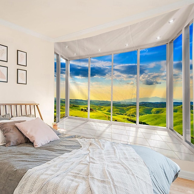 Window View Landscape Hanging Tapestry Wall Art Large Tapestry Mural ...