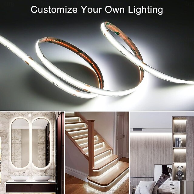 10m LED Strip Light COB Sets 3200 LEDs, COB 8mm Warm White Cold White ...