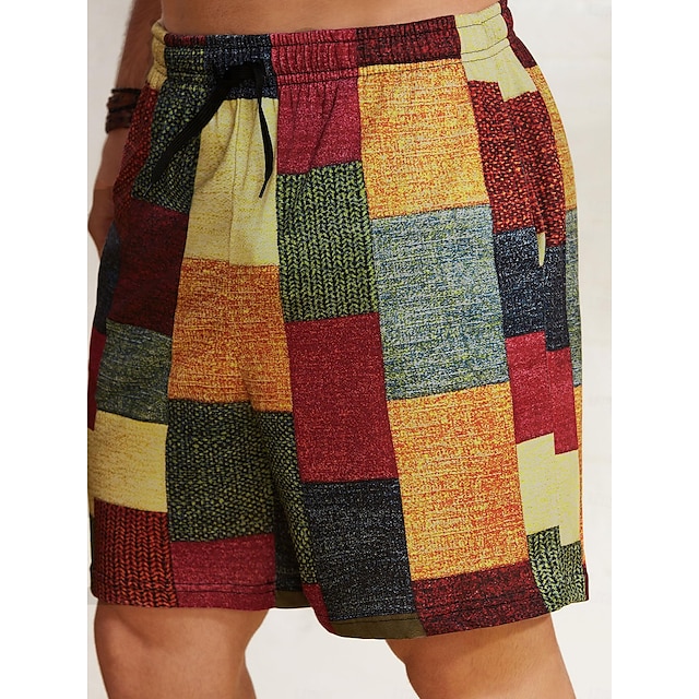 Men's Graphic Color Block Patchwork Shorts Summer Shorts Casual Shorts ...