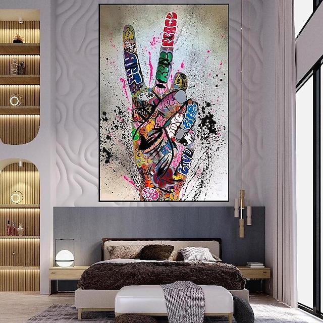 Graffiti Art Canvas Painting hand painted Fist Inspirational Painting ...