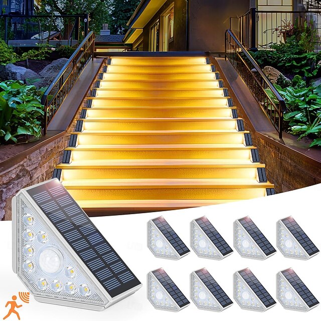 Motion Sensor Solar Stair Light Outdoor Waterproof Solar Step Light ...