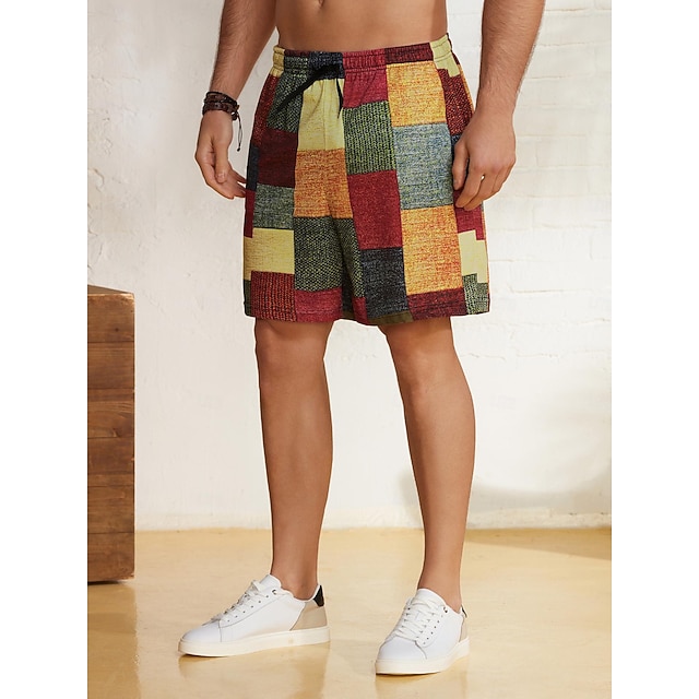 Men's Graphic Color Block Patchwork Shorts Summer Shorts Casual Shorts ...