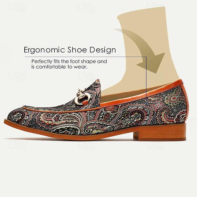 Men's Loafers Floral Embroidered Leather Chain 2026 - $99.99