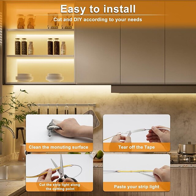 10m LED Strip Light COB Sets 3200 LEDs, COB 8mm Warm White Cold White ...