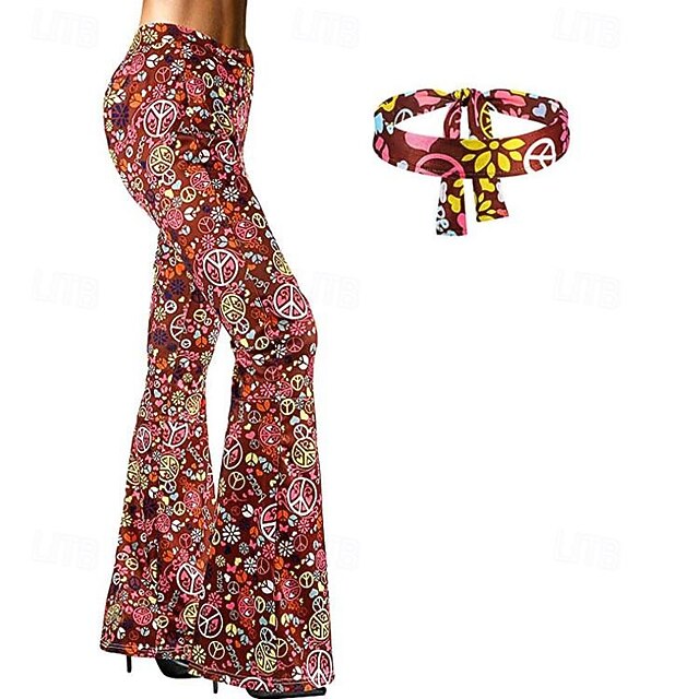 Retro Vintage Hippie 1970s Cosplay Costume Bell Bottom Pants Flared ...