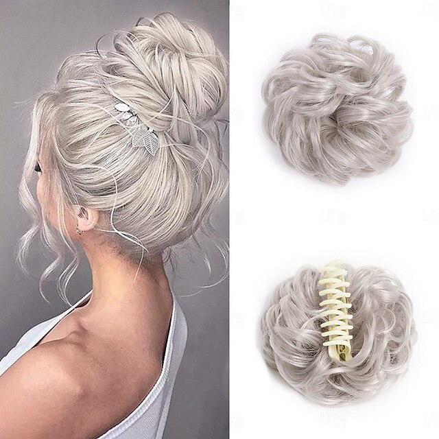 Claw Clip Hair Piece Synthetic Hair Buns Wavy Curly Chignon Hair Bun ...