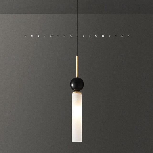 LED Pendant Light Cylina Shape Marble Brass Pendant Light, Three-Color ...