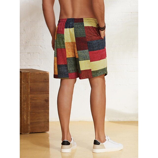 Men's Graphic Color Block Patchwork Shorts Summer Shorts Casual Shorts ...