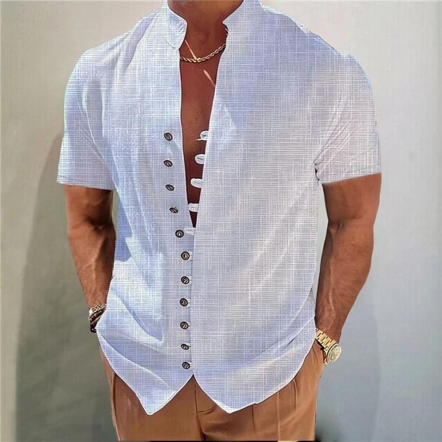 Men's Geometric Pattern Geometry Graffiti Shirt Button Up Shirt Short ...