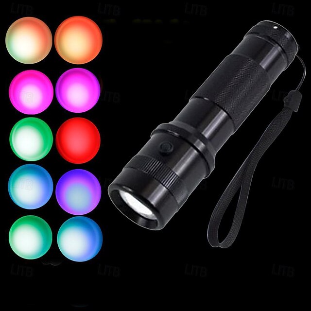 RGB LED Flashlight Color Changing Lamp Torch 10 Colors Light LED ...