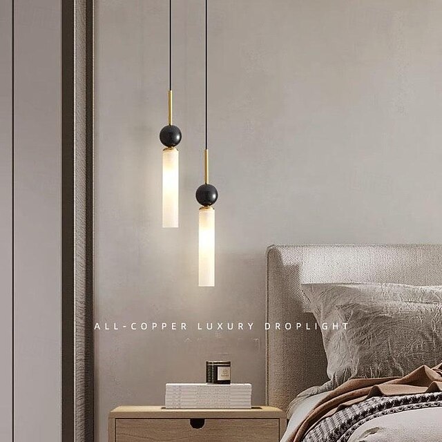 LED Pendant Light Cylina Shape Marble Brass Pendant Light, Three-Color ...