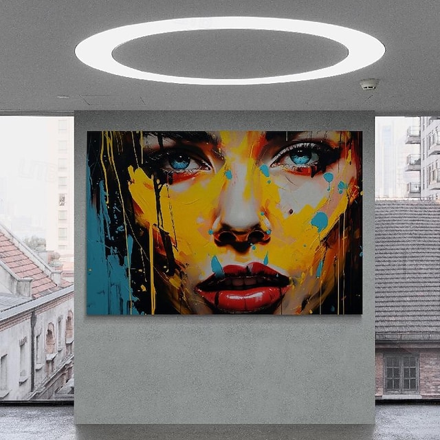 Abstract Woman Face Canvas painting handmade Graffiti Wall Art Colorful ...