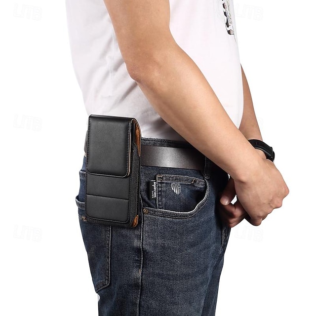 Men Cellphone Loop Holster Case Belt Waist Bag Props PU Leather Purse ...