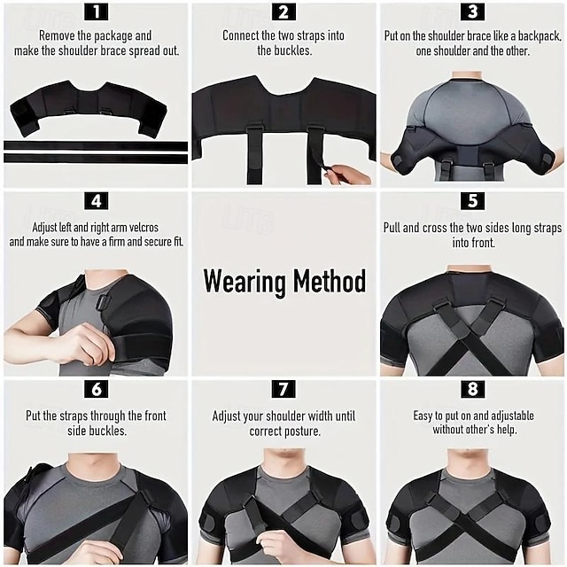 Double Shoulder Brace Sports Rotator Cuff Support Brace Belt, Double ...