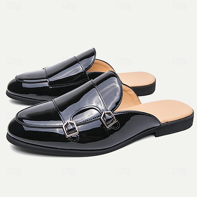Men's Clogs & Mules PU Leather Comfortable Slip Resistant Loafer Black ...