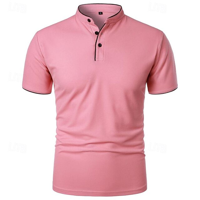 Men's Golf Shirt Golf Polos Shirts Casual Work Stand Collar Short ...