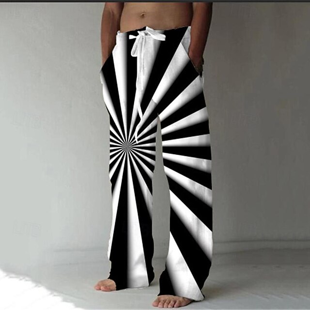 Men's Trousers Summer Pants Beach Pants Elastic Drawstring Design Front ...