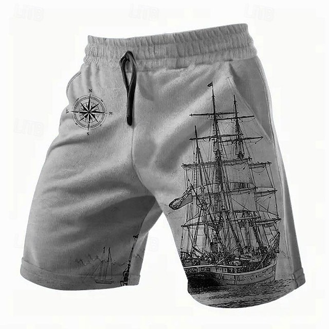 Men's Nautical Sailboat Shorts Summer Shorts Casual Shorts Mid Waist ...