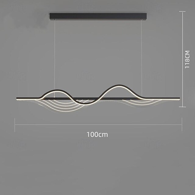 LED Pendant Light Dimmable Linear Long Strip Suspension Lamps White ...