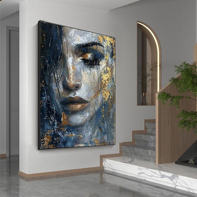 Abstract Woman Face Canvas painting handmade Graffiti Wall Art Colorful ...
