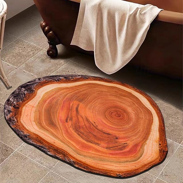 Novelty Door Mat Floor Mat Non Slip Ring of Tree 3D Trunk Wooden Log ...
