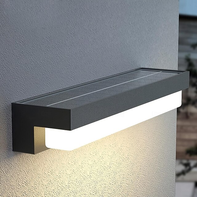 Outdoor Solar Wall Light, Dusk to Dawn Solar Light with 3 Lighting ...