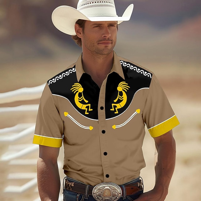Men's Southwestern Print Shirt Western Shirt Cowboy Shirt Short Sleeve ...