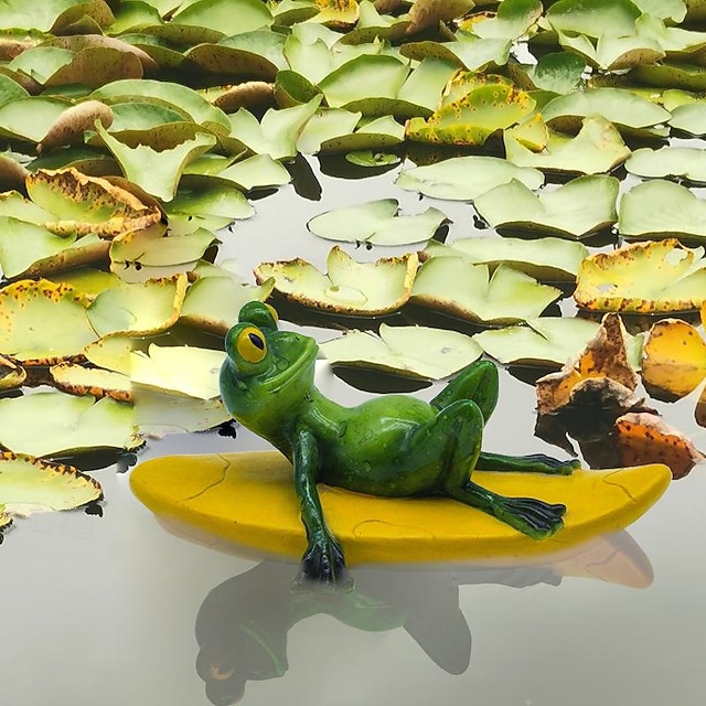 Water Floating Frog Ornament Figurine Statue Craft for Home Garden Pond ...