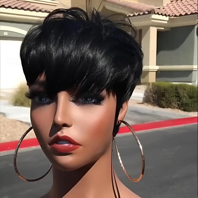 Short Bob Pixie Cut Wig for Black Women Human Hair Wig Short Wig for ...