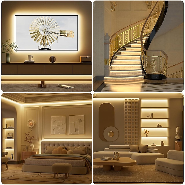 10m LED Strip Light COB Sets 3200 LEDs, COB 8mm Warm White Cold White ...