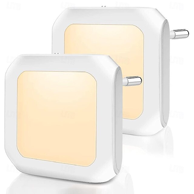 2pcs Plug In Night Light Twilight Sensor Dimmable Warmwhite Wireless ...