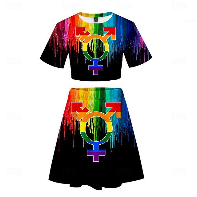 Carnival Costume Rainbow Carnival Skirt Outfits T-shirt LGBT LGBTQ ...