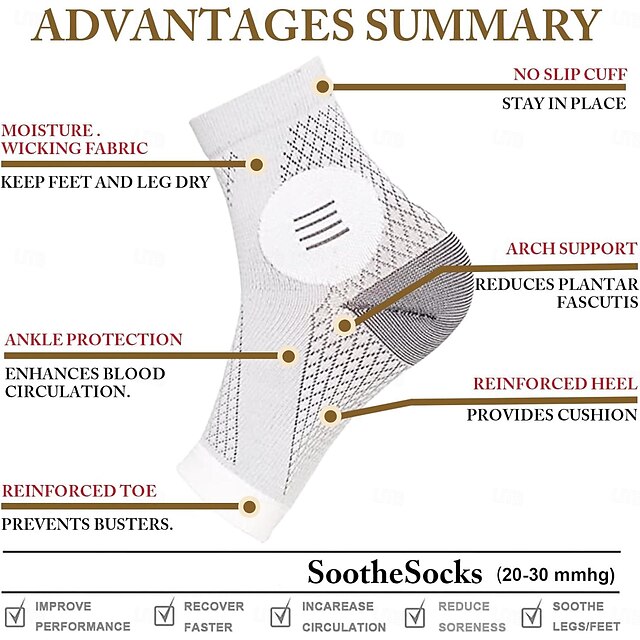 1 Pair Neuropathy Socks for Women and Men - Toeless Compression Socks ...
