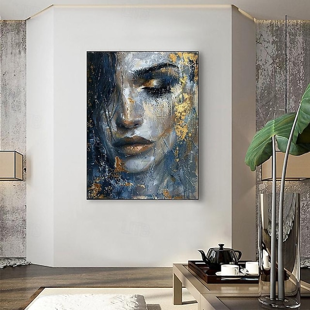 Abstract Woman Face Canvas painting handmade Graffiti Wall Art Colorful ...